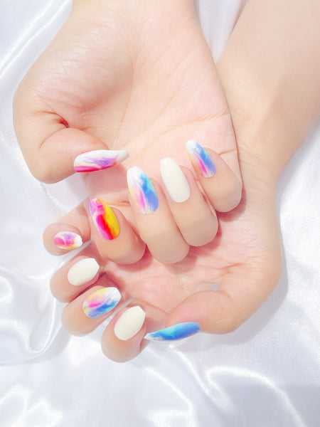 OPOOLA Coffin Nails Medium,OPOOLA Rainbow Jelly Soft Gel Fake Nails fo – Opoolala